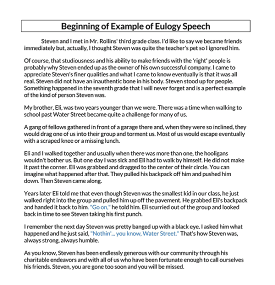40 Free Eulogy Templates to Write Memorable Speech