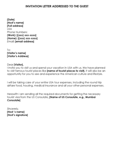 30 Sample Invitation Letters for Visa (Family, Visitor, etc.)