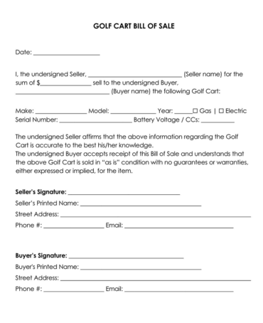 Free Golf Cart Bill of Sale Forms (Everything You Need to Know)
