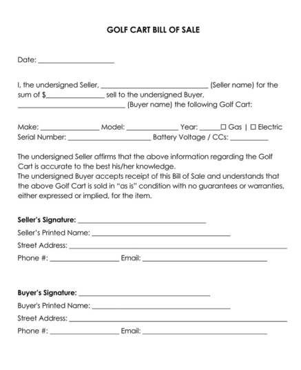 Free Golf Cart Bill of Sale Forms (Everything You Need to Know)