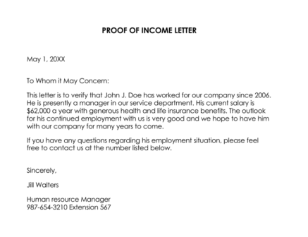 12 Simple Proof of Income (Verification) Letters