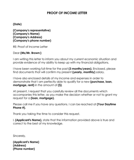 12 Simple Proof of Income (Verification) Letters