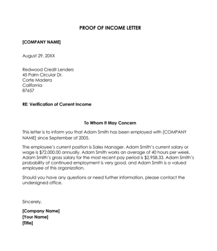 12 Simple Proof of Income (Verification) Letters