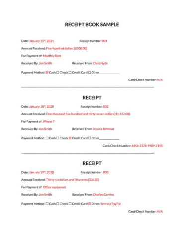 Free Receipt Book Templates (PDF, Word)