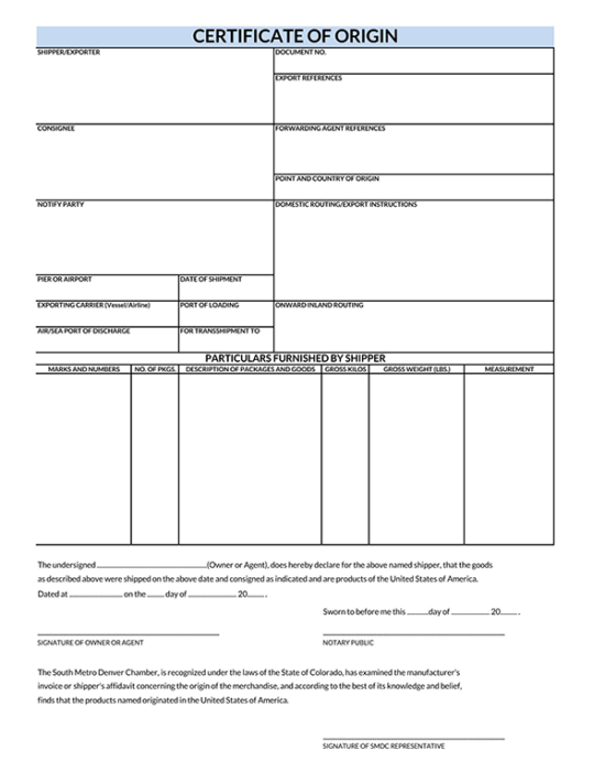 30 Free Certificate of Origin Templates