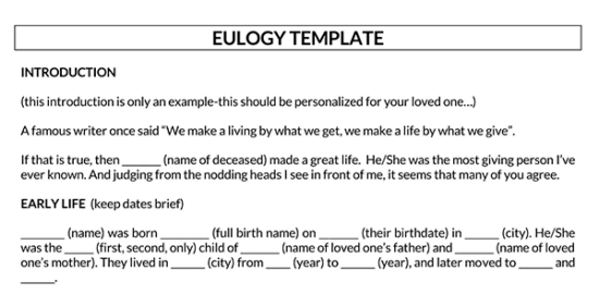 40 Free Eulogy Templates to Write Memorable Speech