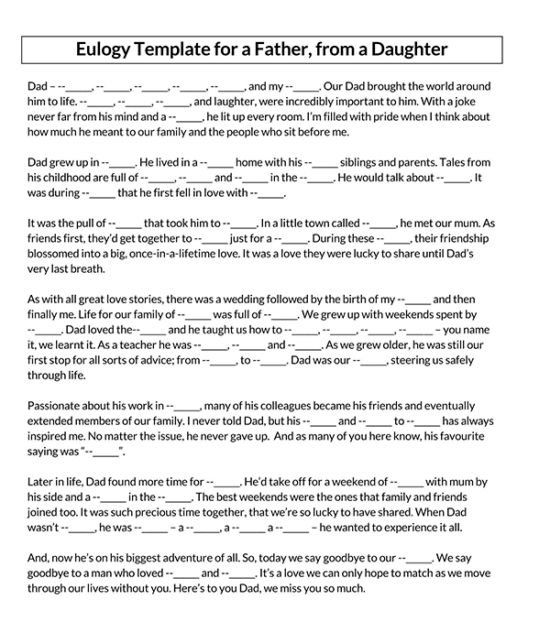 40 Free Eulogy Templates to Write Memorable Speech