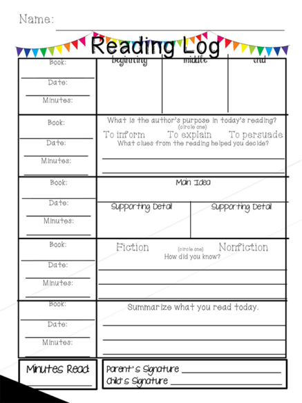 45 Printable Reading Log Templates (Word - Excel)