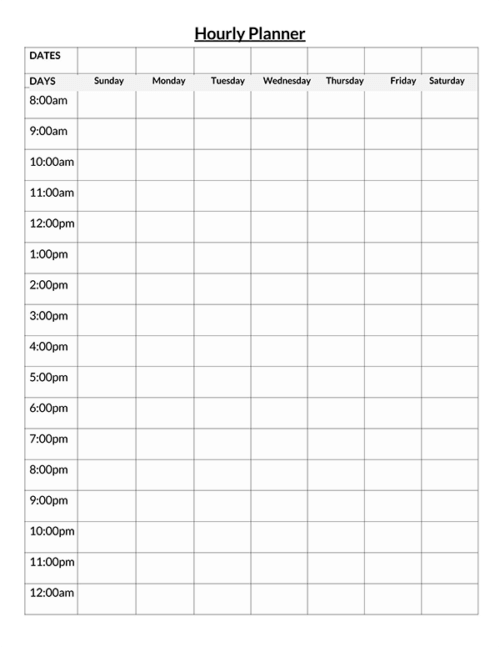 36 Free Hourly Schedule Templates to be More Productive