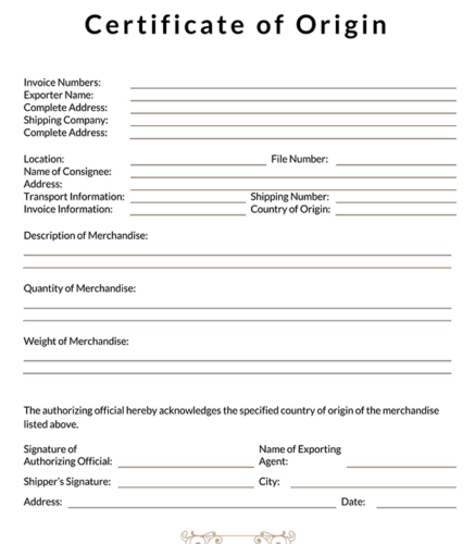 30 Free Certificate of Origin Templates