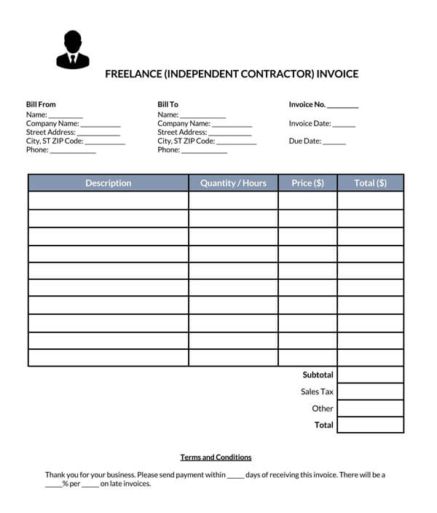 Free Contractor Invoice Templates | Word - Excel