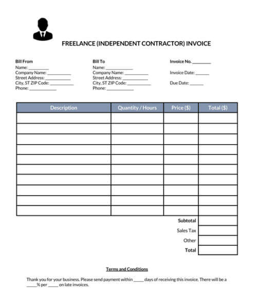 Free Contractor Invoice Templates (Independent, Self-employed)