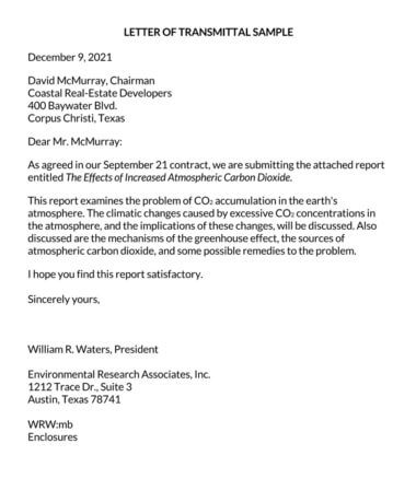 Transmittal Letter: Format (38 Examples & Samples)
