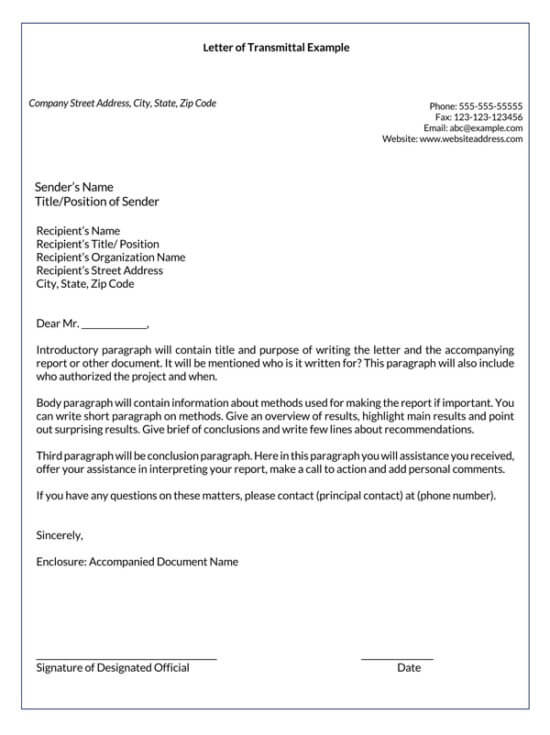 Transmittal Letter: Format (38 Examples & Samples)