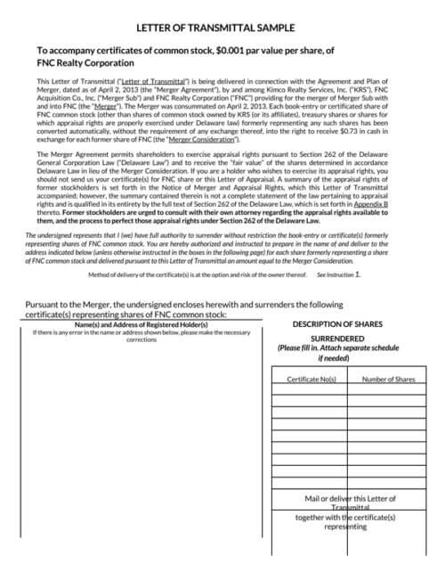 Transmittal Letter: Format (38 Examples & Samples)
