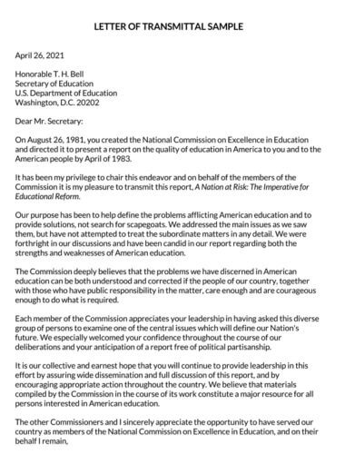 Transmittal Letter: Format (38 Examples & Samples)