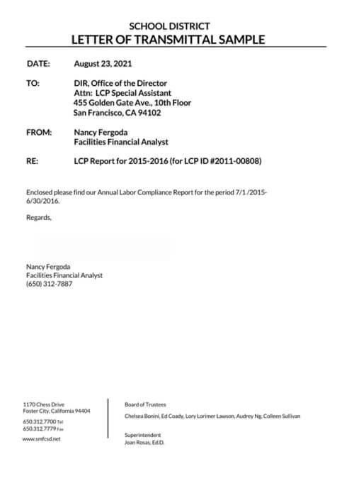 Transmittal Letter: Format (38 Examples & Samples)