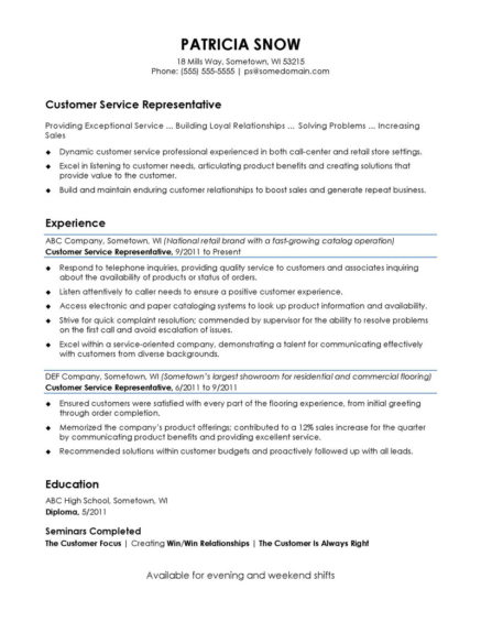 34 Perfect Customer Service Resume Examples