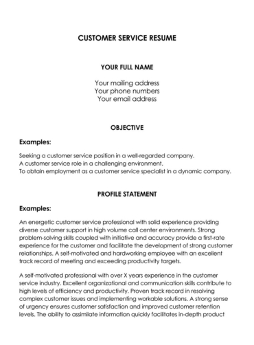34 Perfect Customer Service Resume Examples