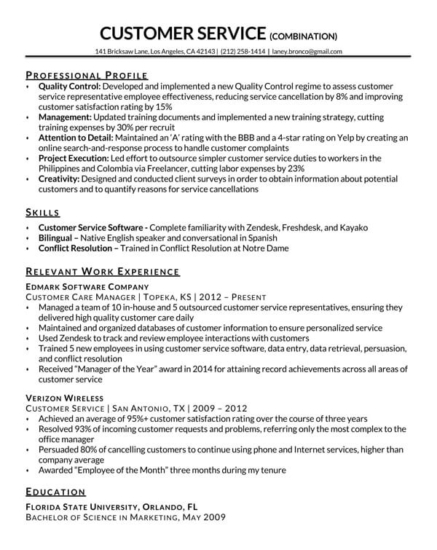 34 Perfect Customer Service Resume Examples