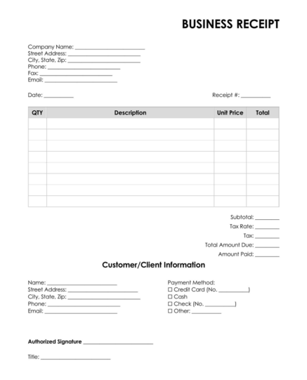 10 Free Itemized Receipts for Word