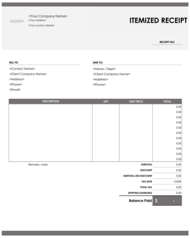 10 Free Itemized Receipts for Word