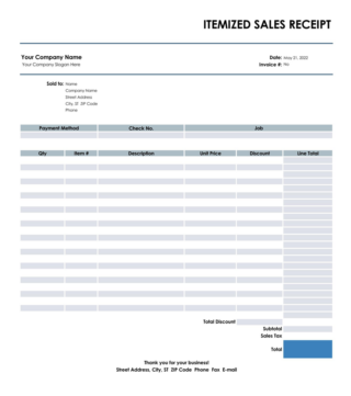 10 Free Itemized Receipts for Word