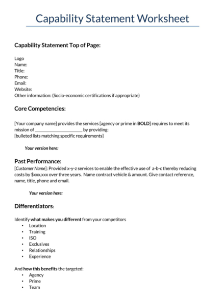 20 Free Capability Statement Templates & Examples