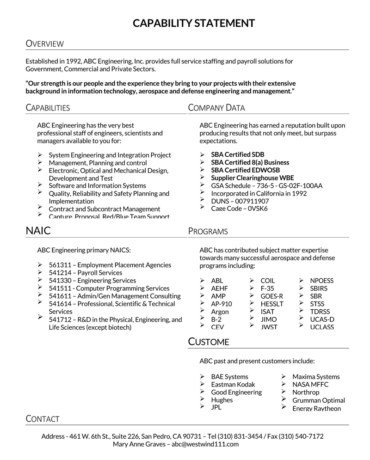 20 Free Capability Statement Templates & Examples