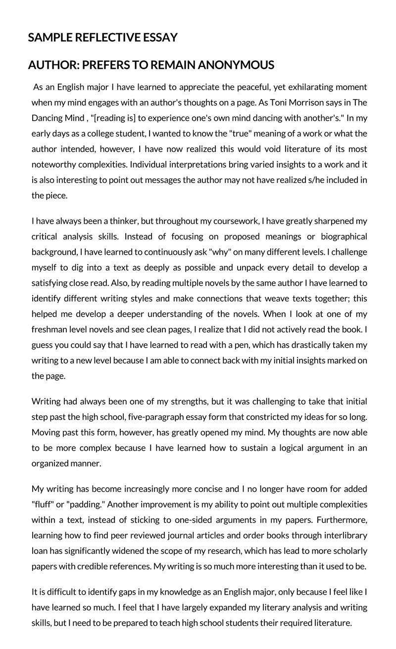 English Reflection Paper Example English Class Reflection Essay English Reflection Paper Example English Class Reflection Essay