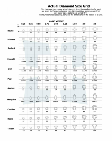 16 Printable Diamond Carat Size Charts
