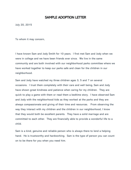 22 Adoption Reference Letter Samples (How to Write)
