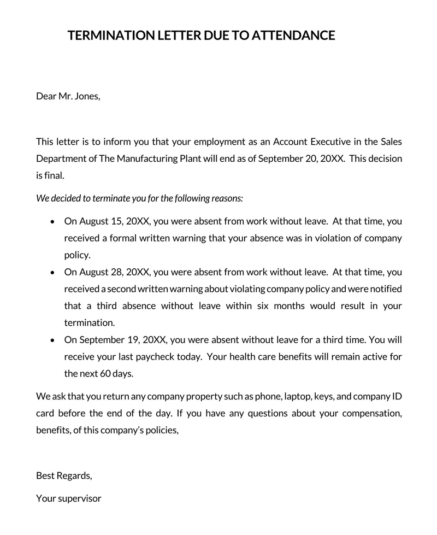 40 Free Employee Termination Letter / Notice Templates