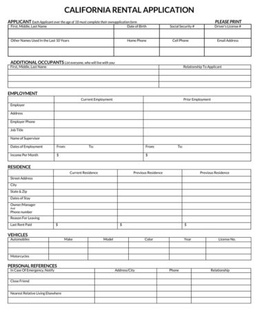 Free California Rental Application Forms [Laws & Obligations]