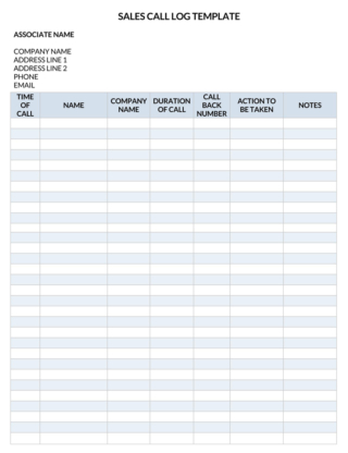16 Free Client Call Log Templates - Excel, Word