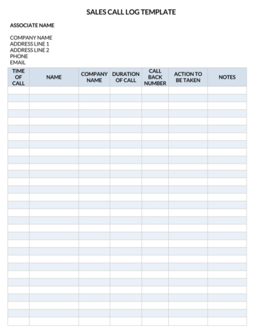 16 Free Client Call Log Templates - Excel, Word