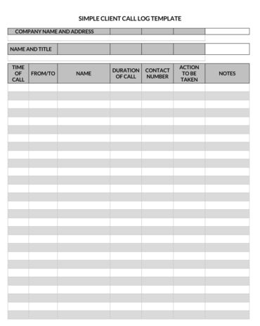 16 Free Client Call Log Templates - Excel, Word