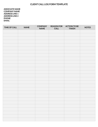 16 Free Client Call Log Templates - Excel, Word