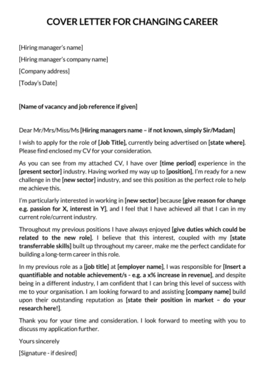 28 Perfect Career Change Cover Letter Samples