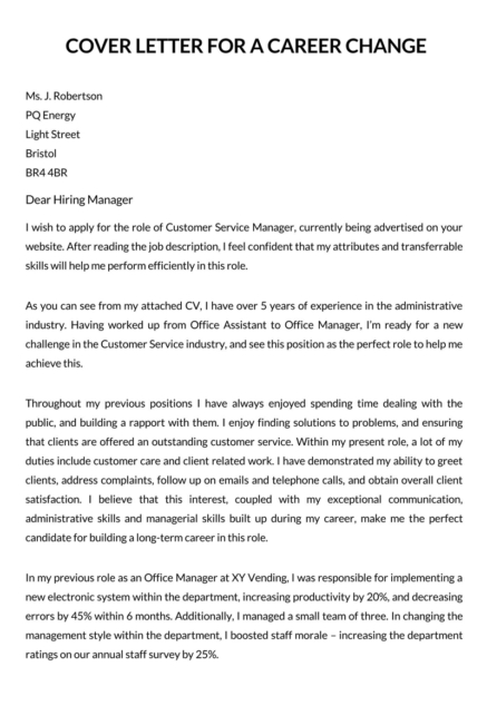 28 Perfect Career Change Cover Letter Samples