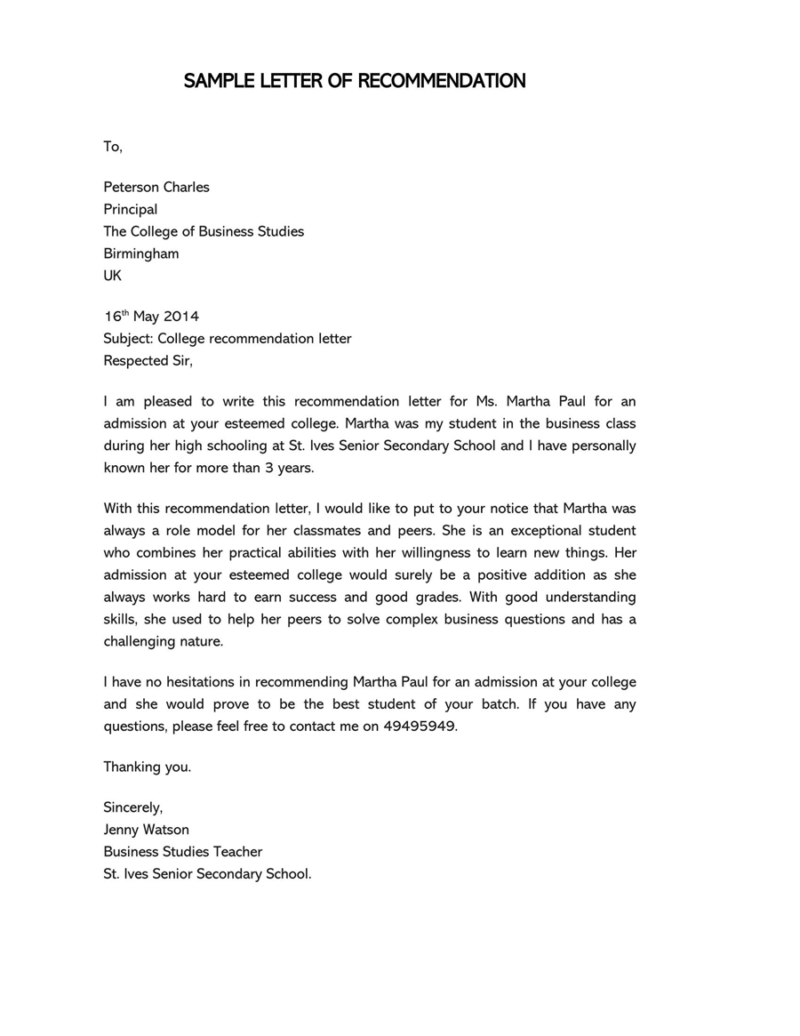 20 Best College Recommendation Letter Samples [Guide & Tips]