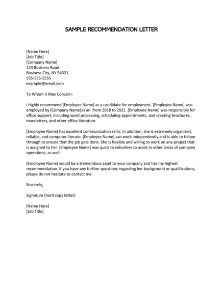 Recommendation Letter From Supervisor (14 Best Examples)