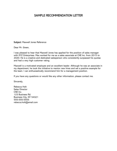 Recommendation Letter From Supervisor (14 Best Examples)