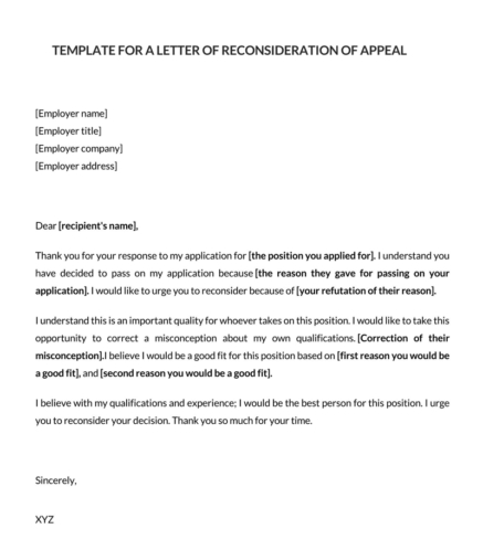 What Is a Letter of Appeal for Reconsideration? (Samples)