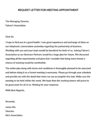 Sample Request Letter for Meeting Appointment with Client