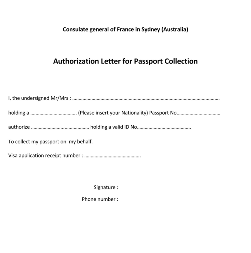 Authorization Letter To Collect Passport (Free Templates)