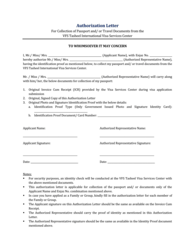 Authorization Letter To Collect Passport (Free Templates)