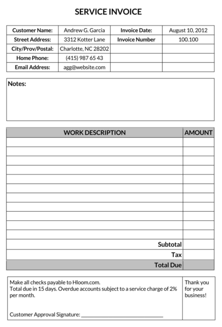 23 Free Service Invoice Templates - (Word, Excel)