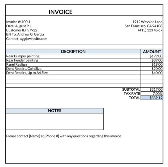 23 Free Service Invoice Templates - Editable - (Word, Excel)