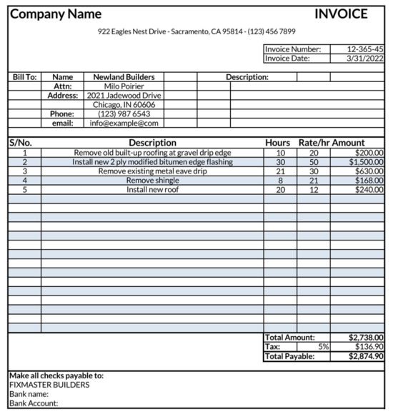 23 Free Service Invoice Templates - Editable - (Word, Excel)